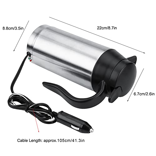 750ml Heated Travel Mug- Stainless Steel Car Water Heating Cup Car Cigarette Lighter DC12V Boiling Water Cup