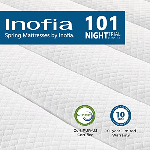 Inofia Twin Mattress 10 Inch, Medium Firm Twin Mattress in a Box, Hybrid Mattress Twin Size with Responsive Memory Foam, Sleep Cooler with More Pressure Relief & Support