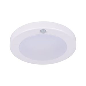 lit-path led motion sensor flush mount ceiling lighting fixture, closet light with motion sensor, 10.5w, 800 lumen, 6.2 inch, anti-rust galvanized housing, white finish 5000k 1-pack