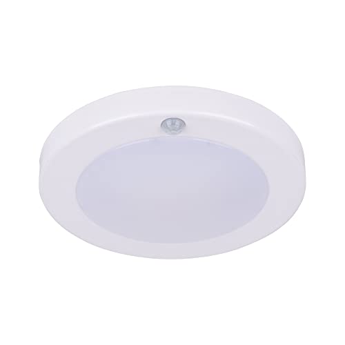 LIT-PaTH LED Motion Sensor Flush Mount Ceiling Lighting Fixture, Closet Light with Motion Sensor, 10.5W, 800 Lumen, 6.2 Inch, Anti-Rust Galvanized Housing, White Finish 5000K 1-Pack