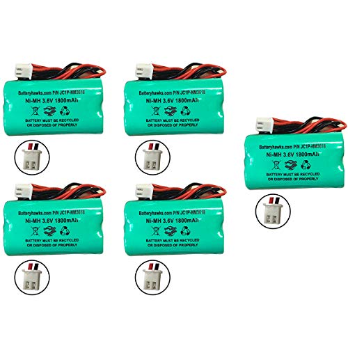 (5 Pack) 3.6v 1800mAh Ni-MH Solar Light Battery Pack Replacement for Emergency/Exit Light Unitech Ni-MH AA1800mAh 3.6V AA NIMH 1800 MAH