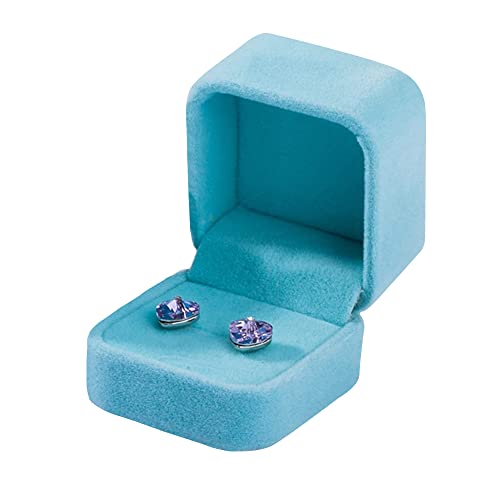 Parts Express 2 Pack Velvet Ring Boxes, Earring Pendant Jewelry Case, Ring Earrings Gift Boxes, Jewellry Display (Blue, Ring Box)