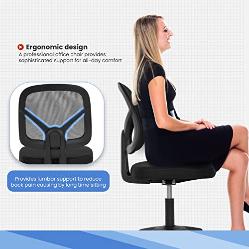 Computer Ergonomic Chair, Heavy Duty Metal Base Desk Chairs, Executive Adjustable Swivel Rolling Chair with Arms Lumbar Support Task Home Office Chair for Women, Men (Black, Set of 2)