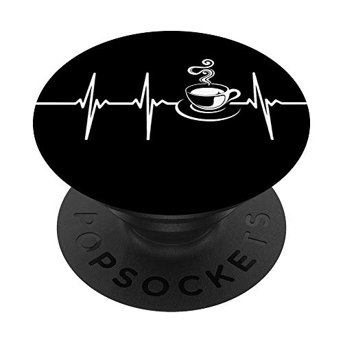 Coffee Lover Cup of Coffee Heartbeat EKG PopSockets PopGrip: Swappable Grip for Phones & Tablets