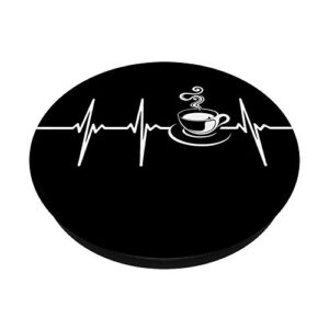 Coffee Lover Cup of Coffee Heartbeat EKG PopSockets PopGrip: Swappable Grip for Phones & Tablets