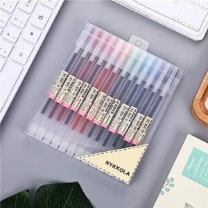 NYKKOLA Premium Gel Ink Pen 12 Packs Fine Point Pens Ballpoint Pen for Japanese Office School Stationery Supply 0.5mm Fine Tip