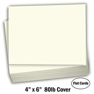 Hamilco Cream Colored Cardstock Thick Paper - Blank Index Flash Note & Post Cards - Greeting Invitations Stationary 4 X 6" Heavy Weight 80 lb Card Stock for Printer - 100 Pack