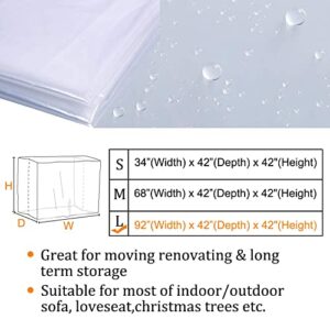 STARTWO Furniture Cover Plastic Couch Cover Heavy Duty Water Resistant Thick Clear | Sofa Slipover for Moving and Long Term Storage 42”(Width) x 92”(Depth) x 42"(Height)