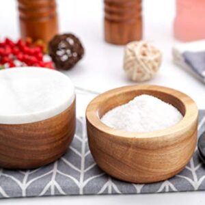 jalz jalz Large Wood Salt Box with Spoon Spice Seasonings Keeper Solid Natural Acacia Base White Marble Lid Elegant Design Decorative Boxes Big Capacity