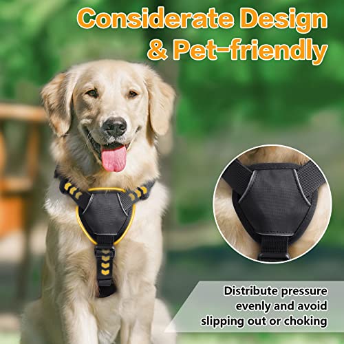 rabbitgoo Escape Proof Dog Harness, Soft Padded Full Body Pet Harness, Reflective Adjustable No Pull Vest with Lift Handle and Leash Clip for Large Dogs Walking Hiking Training, L, Black