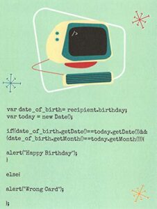 javascript computer birthday card (4.25" x 5.5") by nerdy words