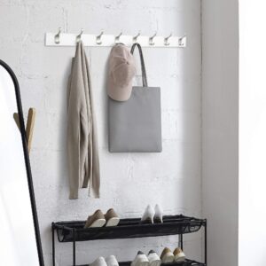 Amazon Basics Wall Mounted Modern Coat Rack, 8 Hooks, White