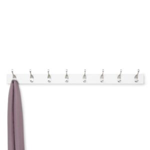 Amazon Basics Wall Mounted Modern Coat Rack, 8 Hooks, White