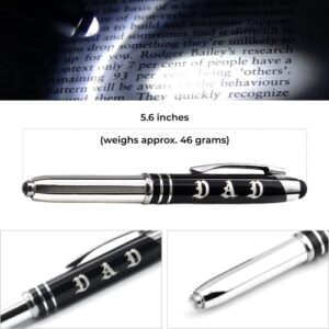 DAD Engraved Multi-Function Luxury Gift Pen with Flashlight, Touch Stylus, and Writing Tip - Father's Day Christmas Birthday Gift Idea for Dad from Son Daughter Kids