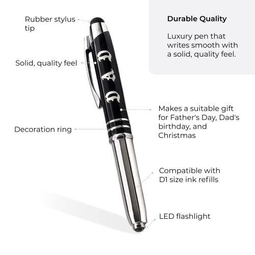 DAD Engraved Multi-Function Luxury Gift Pen with Flashlight, Touch Stylus, and Writing Tip - Father's Day Christmas Birthday Gift Idea for Dad from Son Daughter Kids