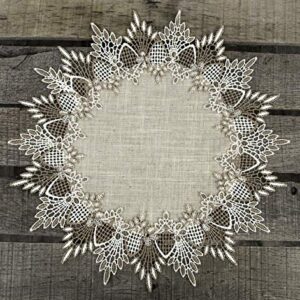 Lace Doily Neutral Earth Tones Table Topper Scarf Place Mat Round Doily (15 inch Round)