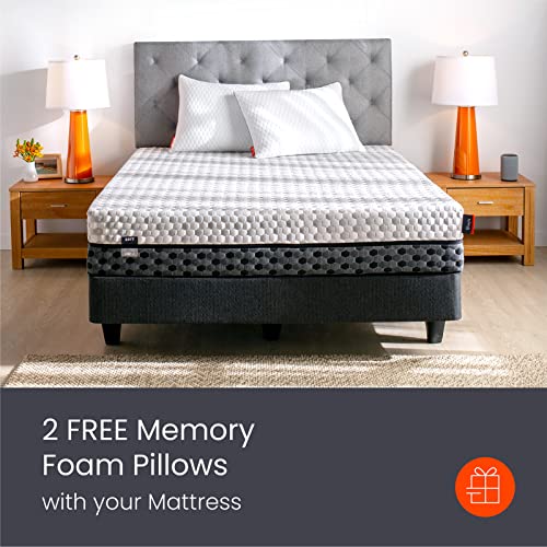 Layla 10” Copper Infused Memory Foam Mattress, Flippable One Side Soft - Other Side Medium Firm, 2 Free Memory Foam Pillows (King)