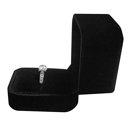 Black Fancy Ring Box Jewelry Box - Velvet