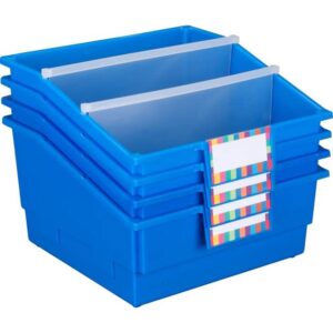 really good stuff 4-pack single-color picture book classroom library bins with dividers