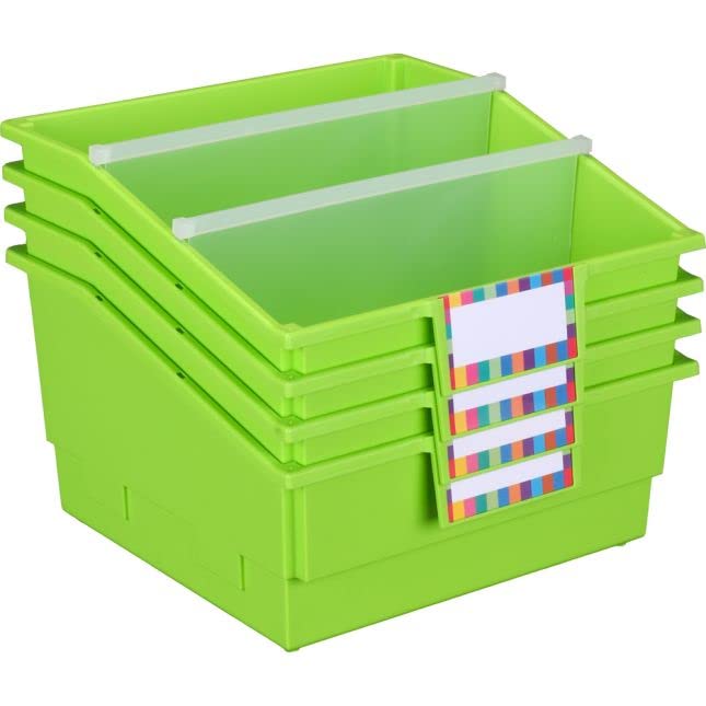 Really Good Stuff 4-Pack Single-Color Picture Book Classroom Library Bins™ with Dividers