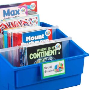 Really Good Stuff 4-Pack Single-Color Picture Book Classroom Library Bins™ with Dividers