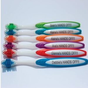 personalized gift personalized toothbrushes 5 pack manual toothbrush adults your choice of colors any name/message engraved