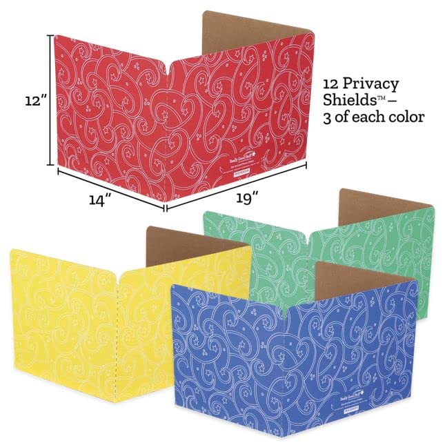 Really Good Stuff Standard Privacy Shields - Set of 12-4 Group Colors - Star & Swirl - Matte