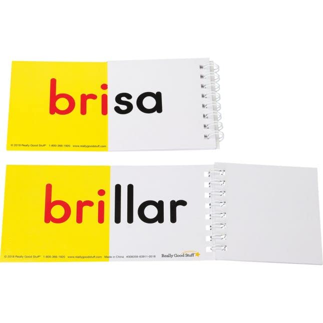 Really Good Stuff Libros de Sílabas Compuestas (Spanish Advanced Syllable Flip Books) - 30 Flip Books