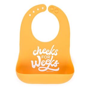 bella tunno wonder bib - adjustable silicone baby bibs for girls & boys, durable and waterproof bpa free silicone, cheeks for weeks