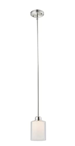 Design House 587345 Oslo Traditional 1-Light Integrated LED Indoor Dimmable Mini Pendant with Double Glass Shade for Bathroom Kitchen Island Bar, Satin Nickel