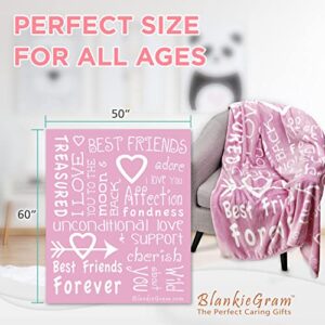 I Love You Throw Blanket, Blanket with Love for Best Friends, Couples, and Family, Perfect Heartfelt Gift for Loved Ones (Pink) - BlankieGram