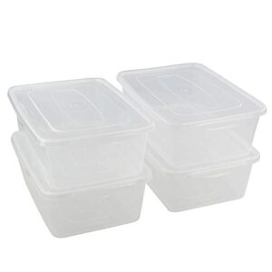 jekiyo clear plastic storage bin, 14 quart latching box container with lid, 4 packs