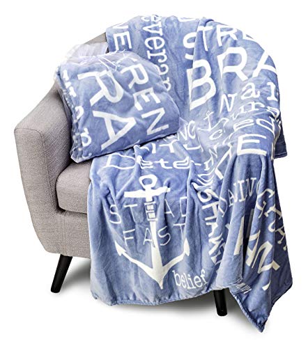 BlankieGram “Bravery” Throw Blanket – Gift Ideas and Gifts for Women and Men Make Great Comfort Gifts, Blue