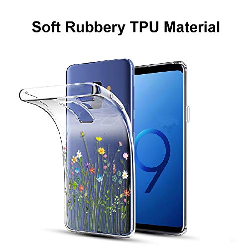 Unov Galaxy S9 Case Clear with Design Soft TPU Shock Absorption Slim Embossed Floral Pattern Protective Back Cover for Galaxy S9 (Flower Bouquet)