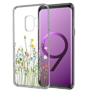 Unov Galaxy S9 Case Clear with Design Soft TPU Shock Absorption Slim Embossed Floral Pattern Protective Back Cover for Galaxy S9 (Flower Bouquet)