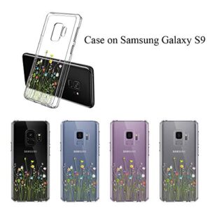 Unov Galaxy S9 Case Clear with Design Soft TPU Shock Absorption Slim Embossed Floral Pattern Protective Back Cover for Galaxy S9 (Flower Bouquet)