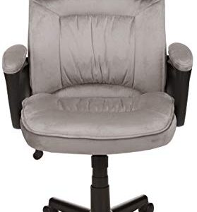 Amazon Basics Classic Office Desk Computer Chair - Adjustable, Swiveling, Ultra-Soft Microfiber, Lumbar Support, 28"D x 25"W x 43.5"H, Light Gray