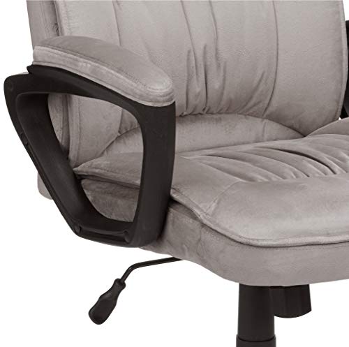 Amazon Basics Classic Office Desk Computer Chair - Adjustable, Swiveling, Ultra-Soft Microfiber, Lumbar Support, 28"D x 25"W x 43.5"H, Light Gray