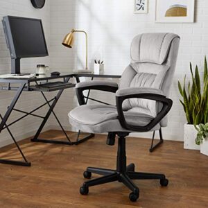 Amazon Basics Classic Office Desk Computer Chair - Adjustable, Swiveling, Ultra-Soft Microfiber, Lumbar Support, 28"D x 25"W x 43.5"H, Light Gray