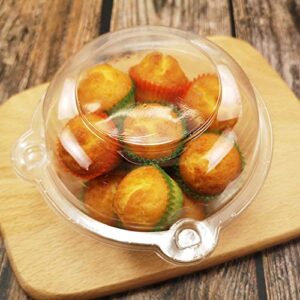 Set of 100 Clear Plastic Single Individual Cupcake Boxes,Muffin Dome Holders Cases Boxes Cups Pods,Clamshell Container Cupcake Holders,Great for Parties or Cake/Muffin Sales…