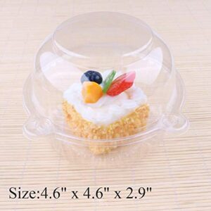 Set of 100 Clear Plastic Single Individual Cupcake Boxes,Muffin Dome Holders Cases Boxes Cups Pods,Clamshell Container Cupcake Holders,Great for Parties or Cake/Muffin Sales…