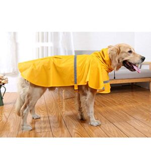 lovepet pet raincoat dog raincoat labrador large and medium dogs reflective waterproof and snowproof big dog clothes yellow xs