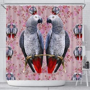 african grey parrot floral print shower curtains