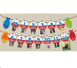 fishing milestone banner children from birth to one year old record photo banner set of 1