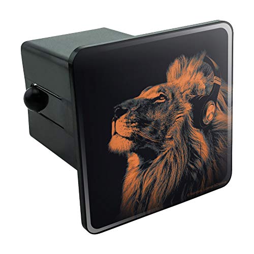 Lion Wearing Headphones Music Tow Trailer Hitch Cover Plug Insert