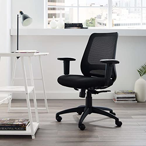 Modway Forge Mesh Adjustable Swivel Computer Desk Office Chair In Black