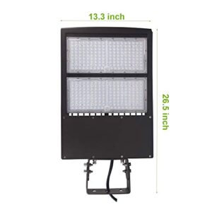 480V 300W LED Parking Lot Lights, 42000LM 1000W MH/HPS Equiv. Surge Protection 5000K DLC UL LED Shoebox Lights for Sports Court Parking Lot, Trunnion Mount