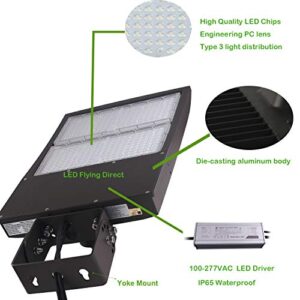 480V 300W LED Parking Lot Lights, 42000LM 1000W MH/HPS Equiv. Surge Protection 5000K DLC UL LED Shoebox Lights for Sports Court Parking Lot, Trunnion Mount