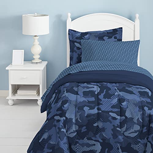 dream FACTORY Geo Camo Army Comforter Set, Full, Blue