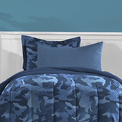 dream FACTORY Geo Camo Army Comforter Set, Full, Blue